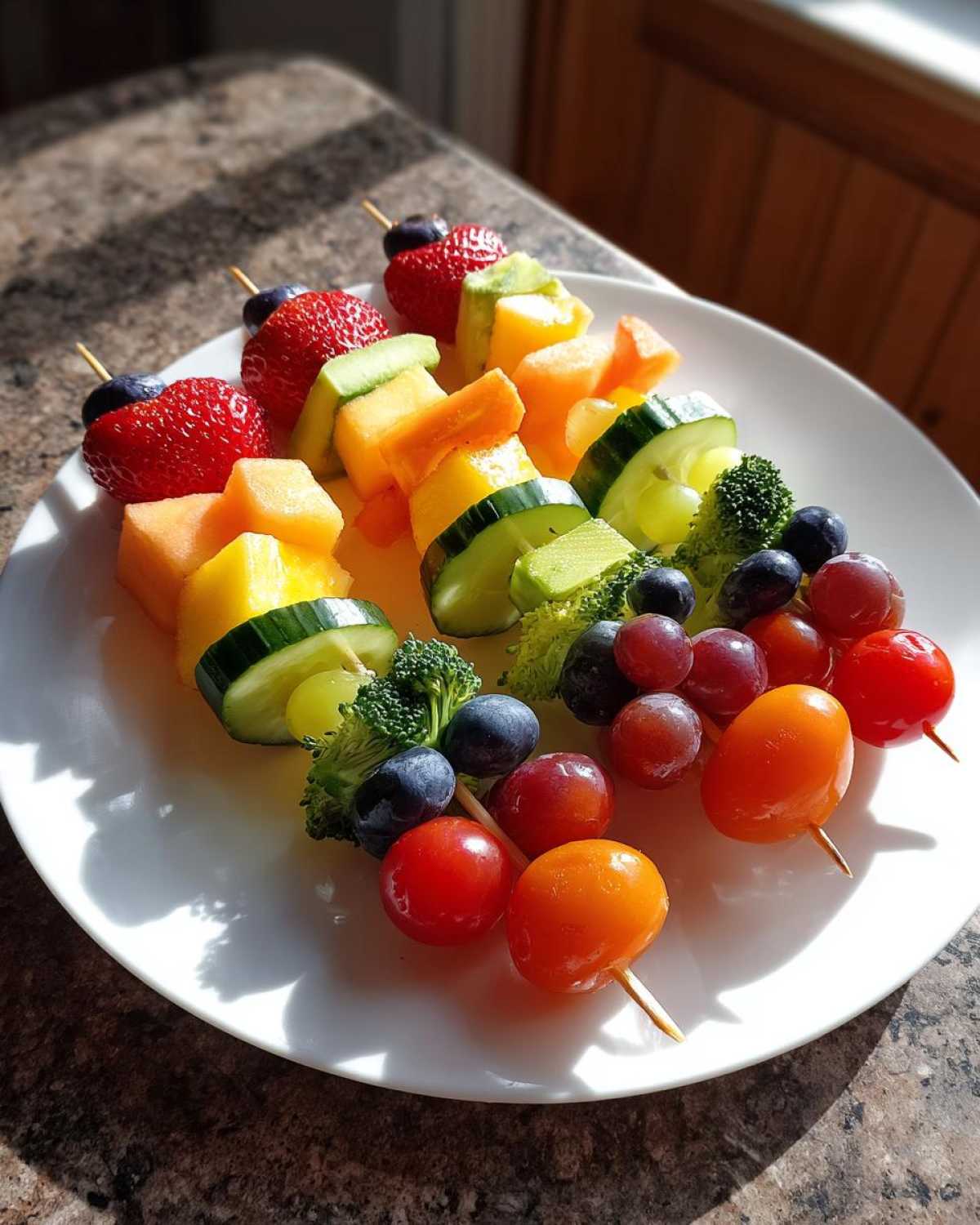 Amazing Kid-Friendly Rainbow Fruit & Veggie Kabobs in 5 minutes ...