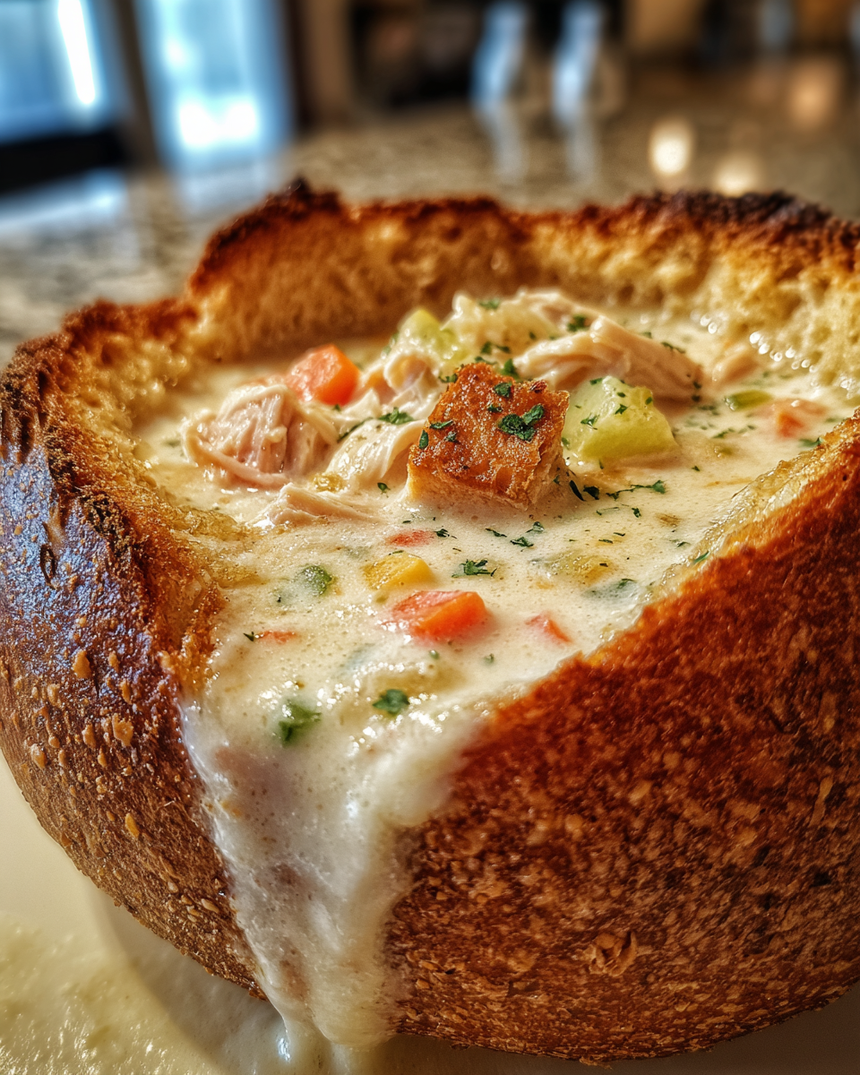 Amazing 4 Creamy Turkey Chowder in Sourdough Bowls - childrecipe.com